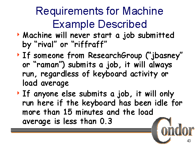 Requirements for Machine Example Described